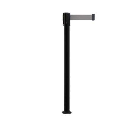 Montour Line Retractable Belt Fixed Stanchion, 2ft Black Post 11ft. Lt Gry Belt MX530F-BK-LGY ...